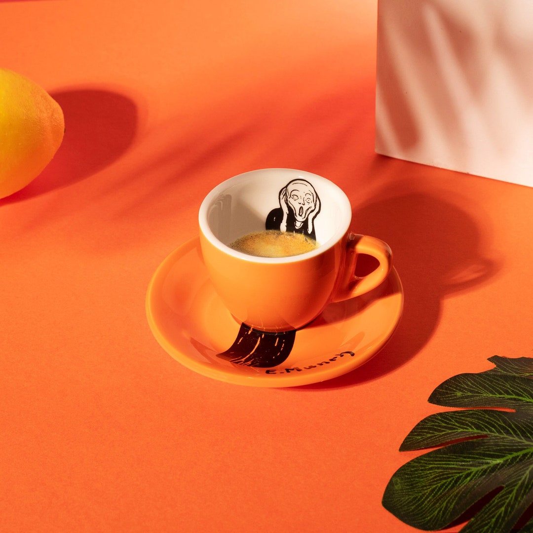 2oz Orange Espresso Cup and Saucer Extra Small Espresso Coffee Cup ...