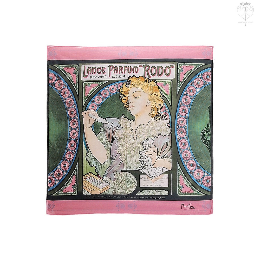 Alphonse Mucha 23 Large Pink Handkerchief Petite Scarf Bandana Combo ...