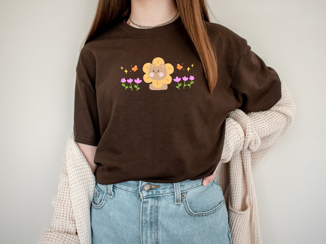 Kawaii Shirt Teddy Bear Shirt Cute Sunflower Shirt Kawaii Clothing ...