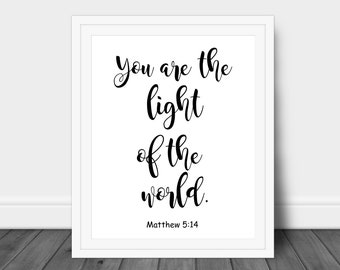Matthew 5:14 You Are the Light of the World - Wall Art Print Instant ...