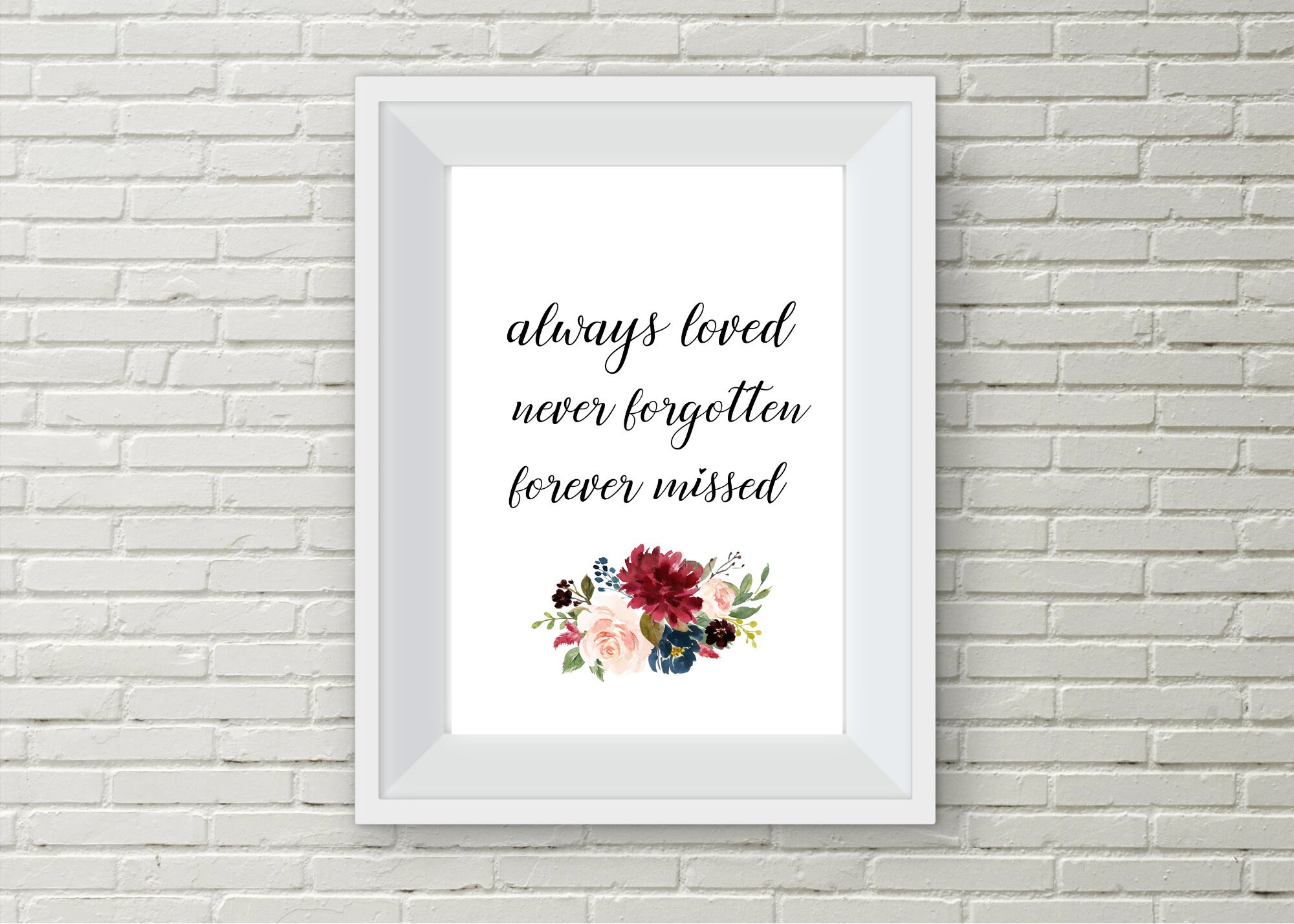 In Loving Memory Printable, Always Loved, Never Forgotten, Forever ...