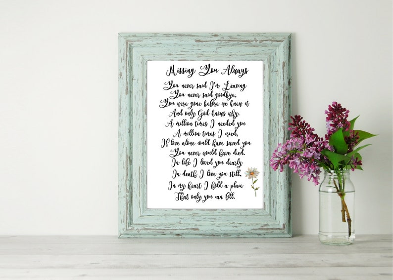 Memorial Poem In Loving Memory Print Deceased Loved One | Etsy Memorial Poem In Loving Memory Print Deceased Loved One | Etsy