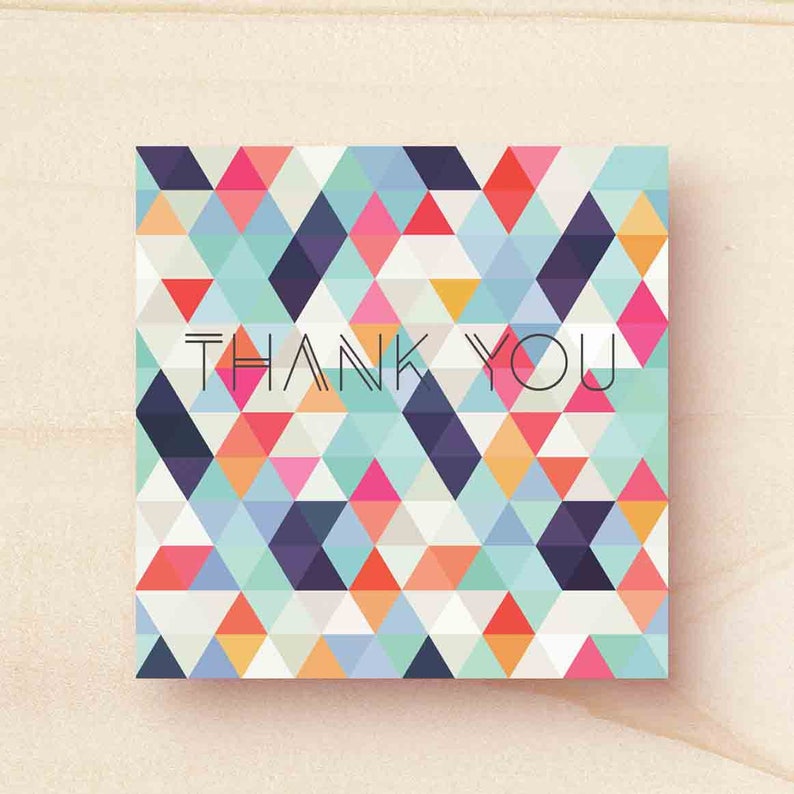 Thank You Geometric Design Printed Greetings Card - Etsy