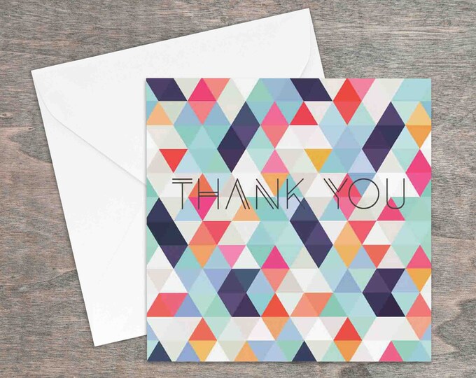 Thank You Geometric Design Printed Greetings Card - Etsy