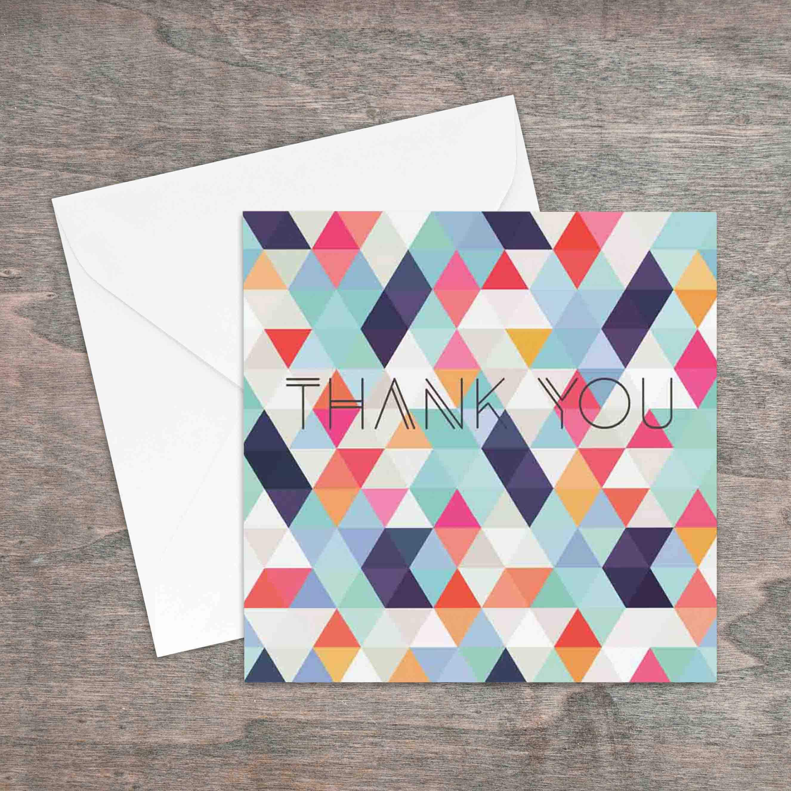 Thank You Geometric Design Printed Greetings Card - Etsy