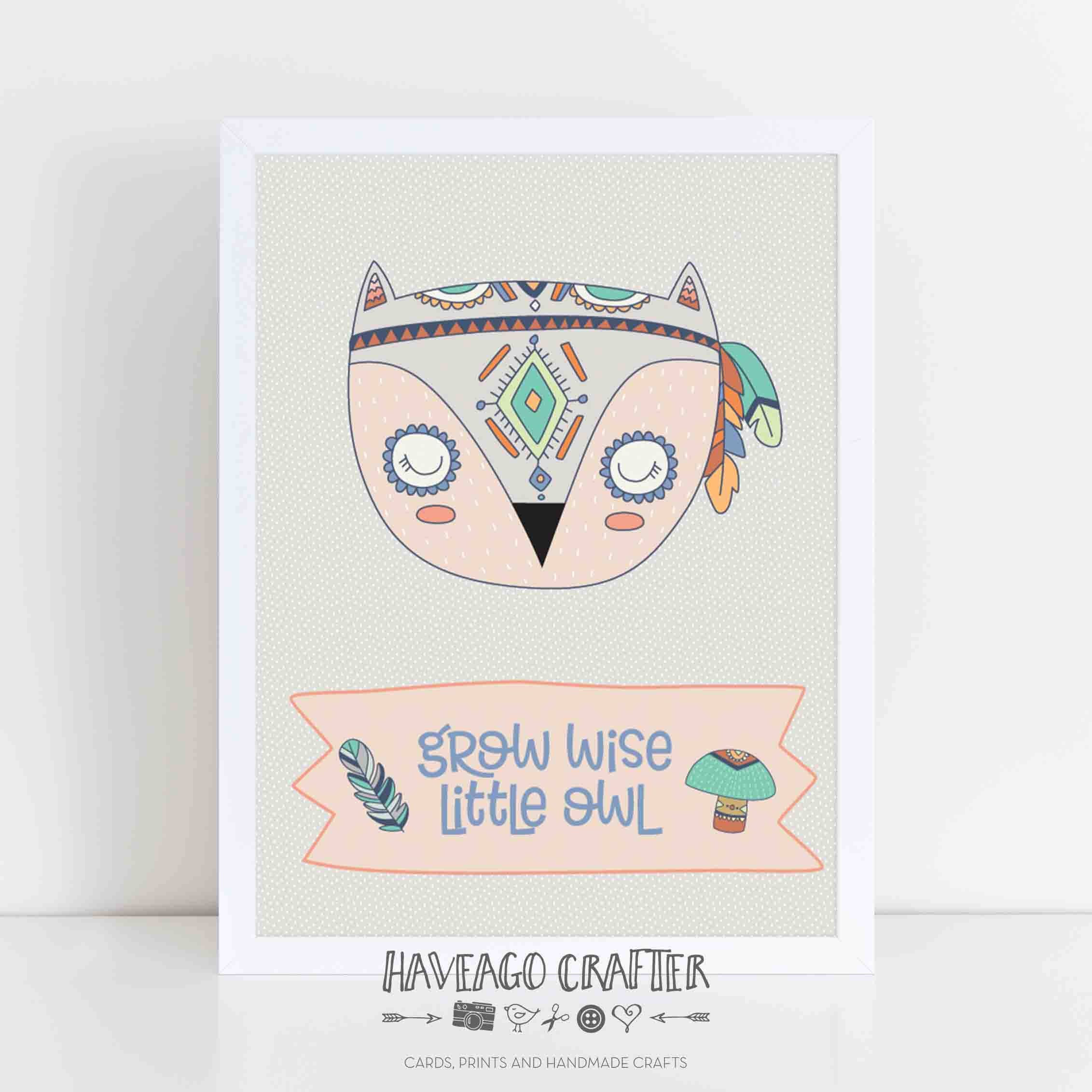Woodland Animal Tribal Nursery Art Print Quotes - Be Brave Little Bear ...