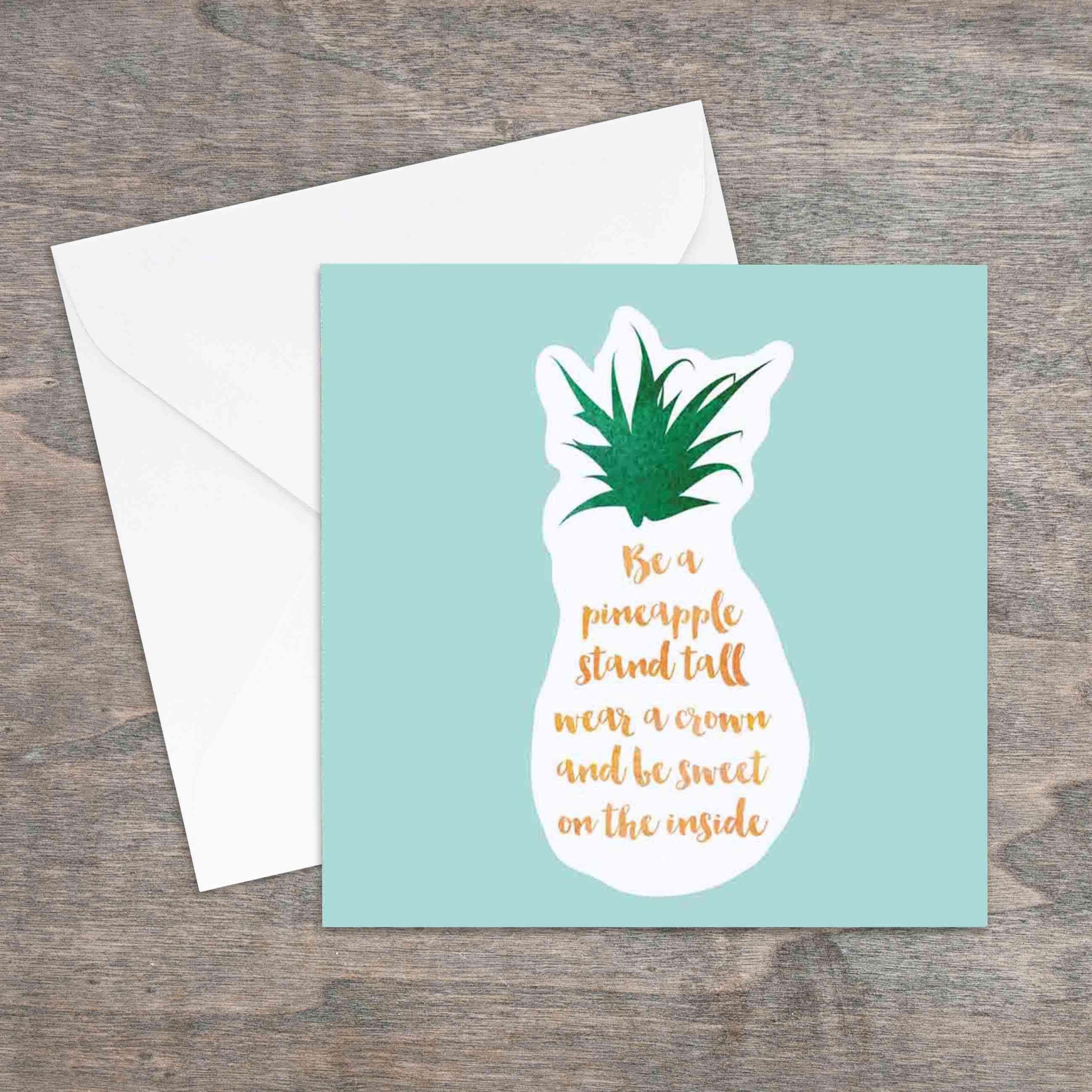 Be a Pineapple Inspirational Quote Printed Greetings Card - Etsy