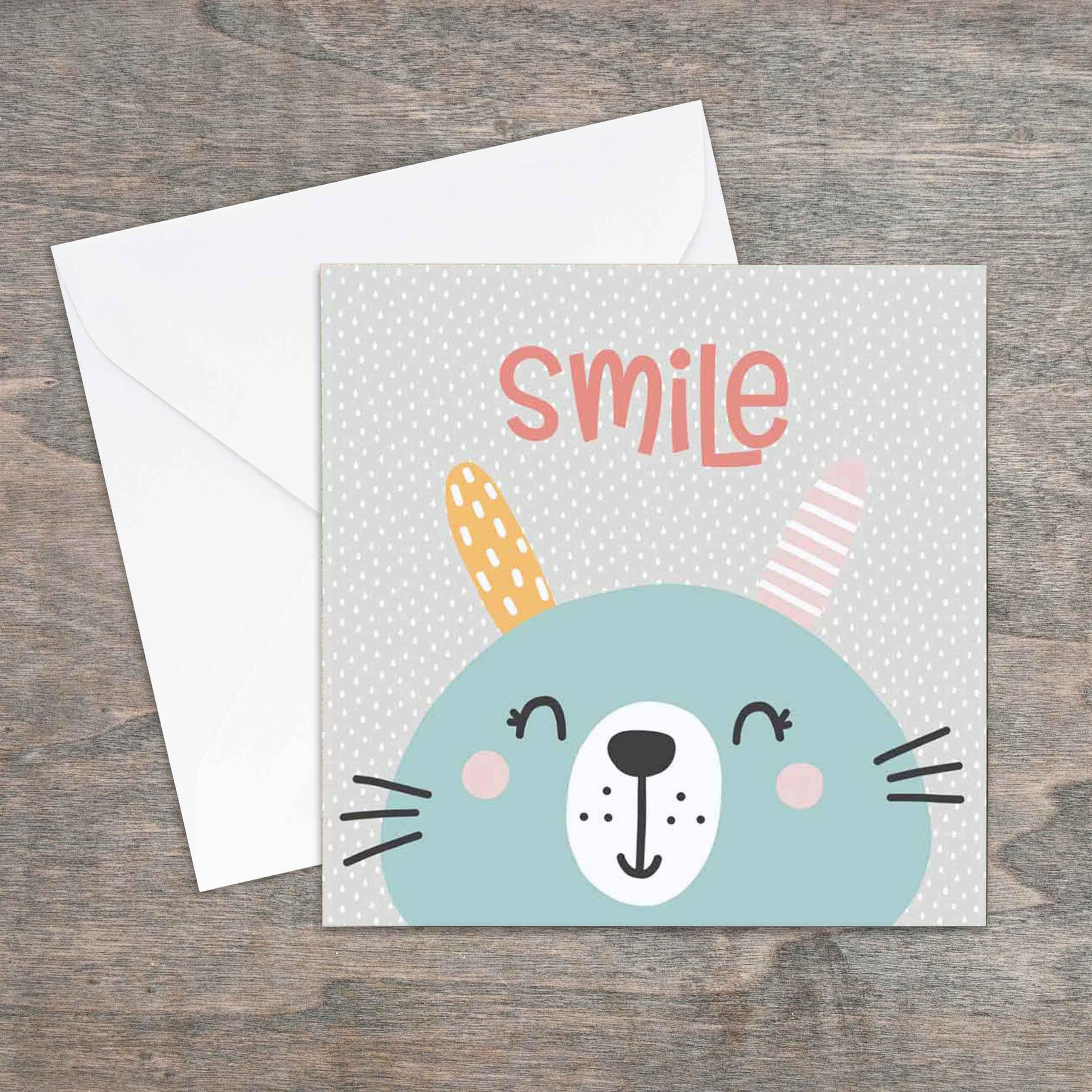 Smile Printed Card - Etsy UK