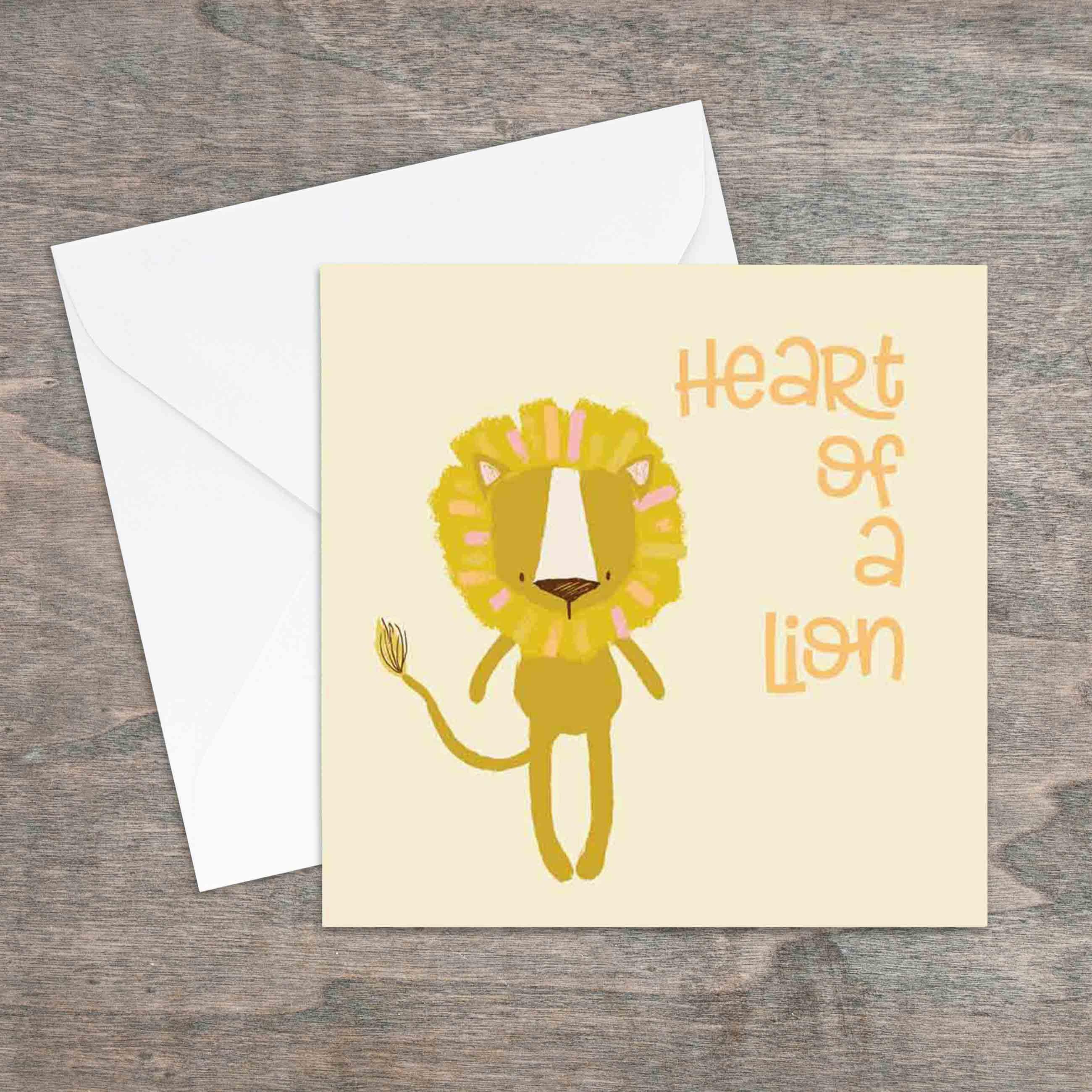Heart of a Lion Quote Illustration Printed Greetings Card - Etsy