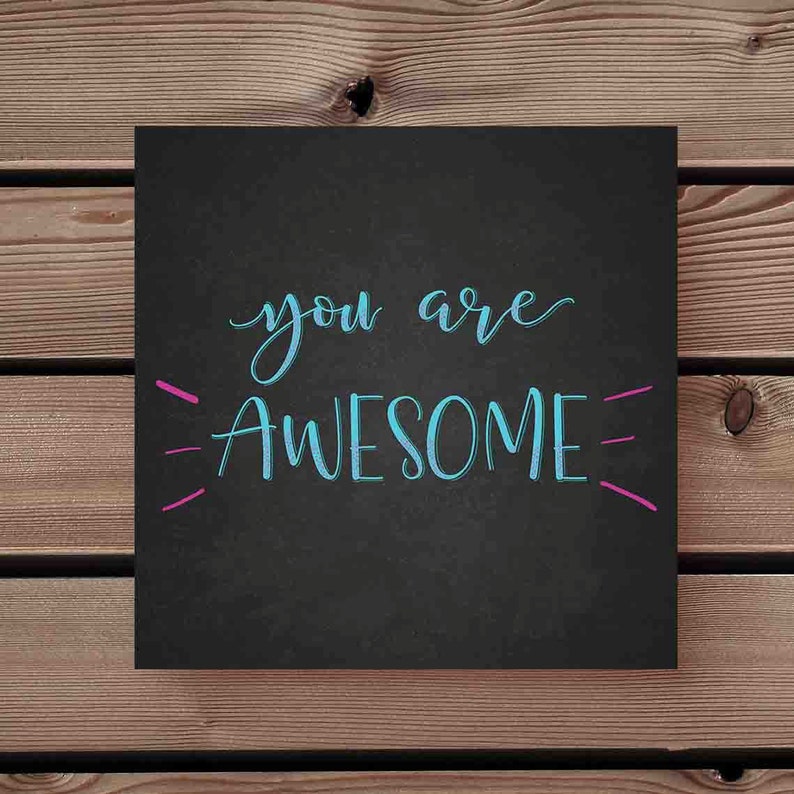 You Are Awesome Printed Inspirational Quote Greetings Card - Etsy