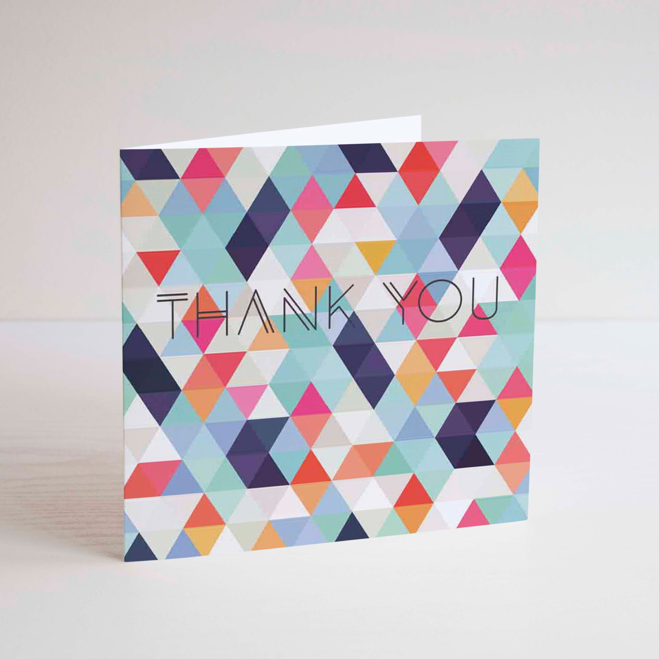 Thank you geometric design printed greetings card | Etsy