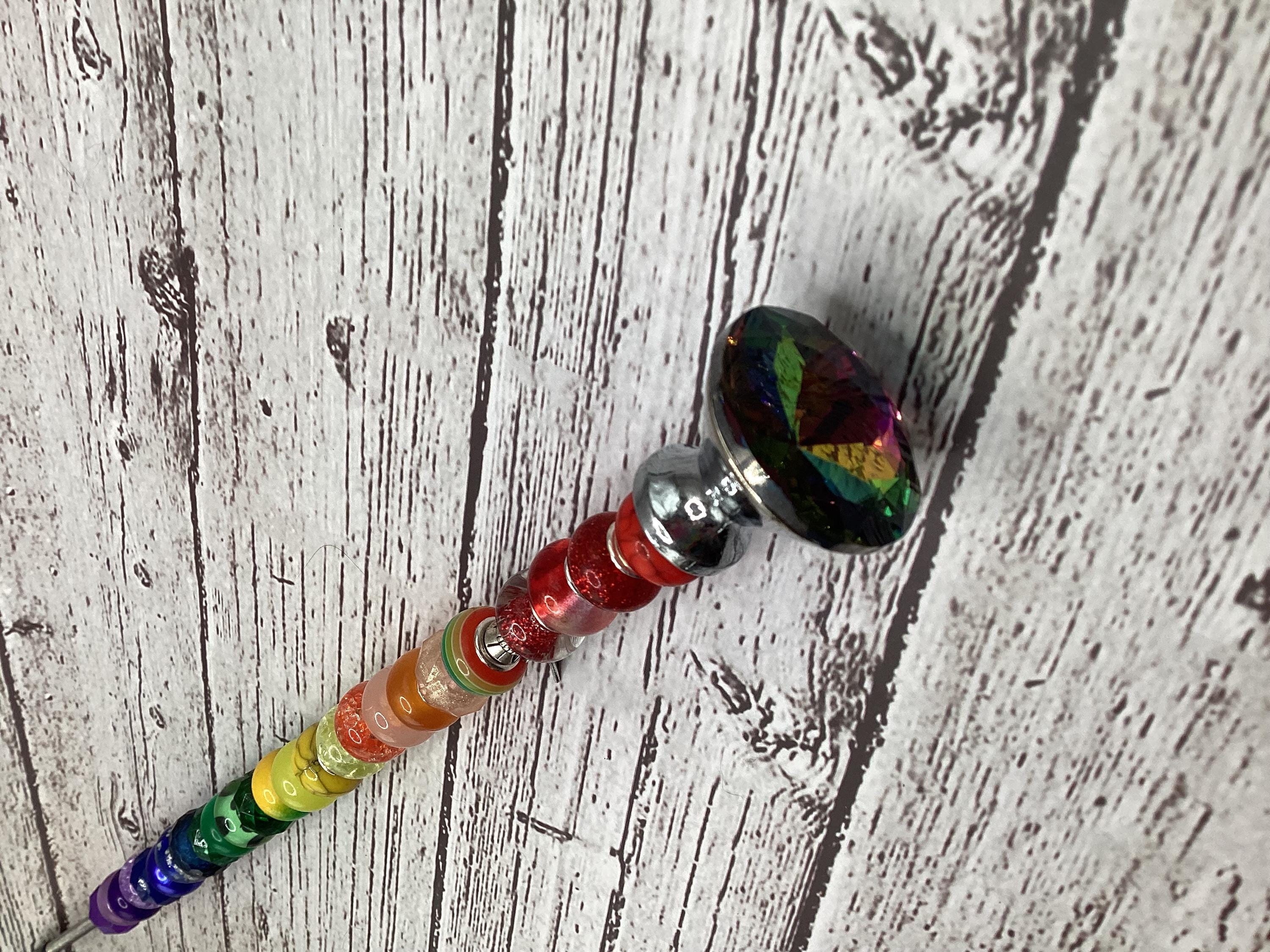 13" “pride Flag Colors" Beaded Fairy Wand Plant Stake W/angel Wings ...
