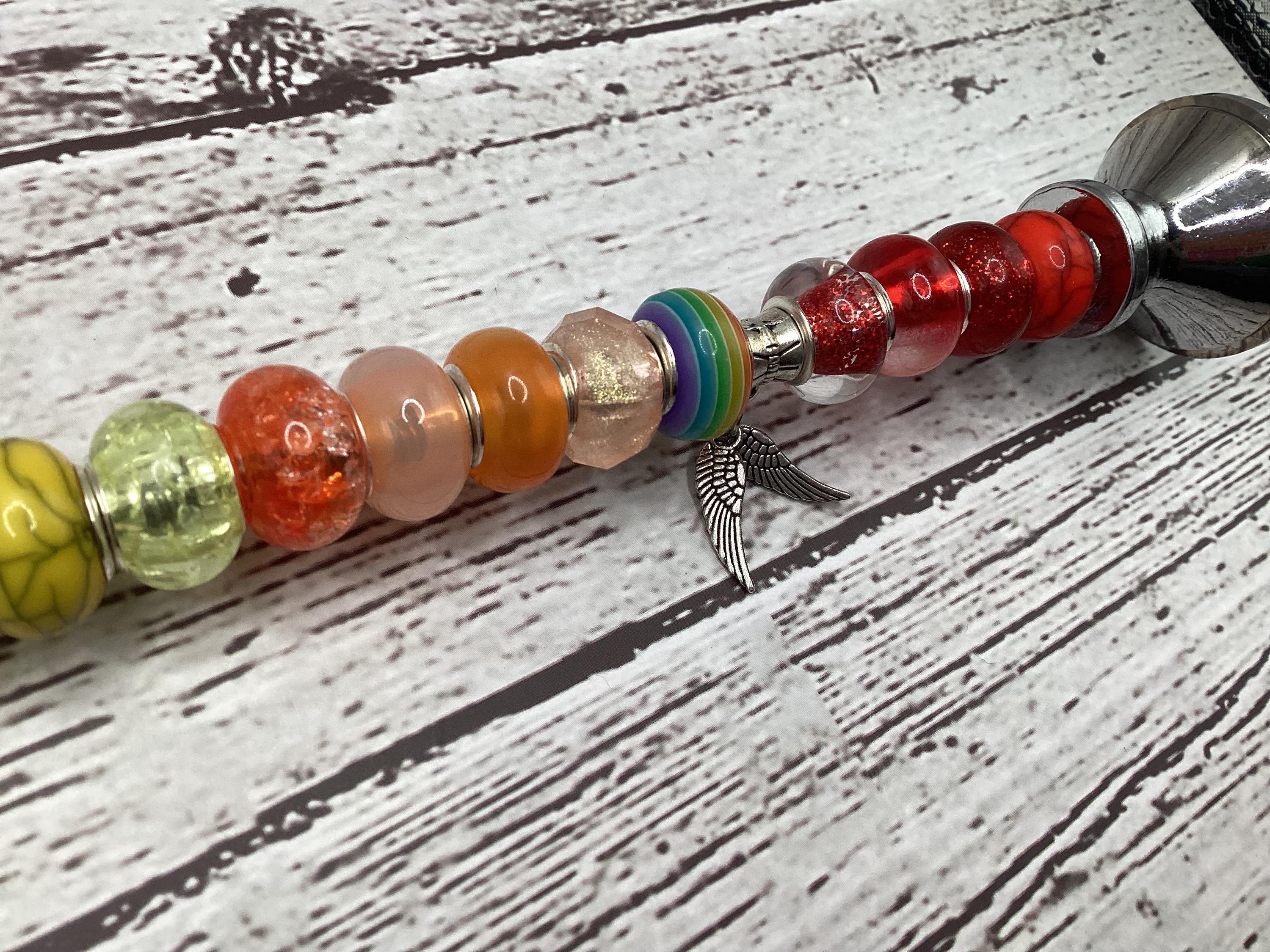 13" “pride Flag Colors" Beaded Fairy Wand Plant Stake W/angel Wings ...