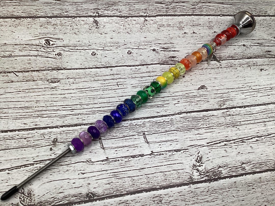 13" “pride Flag Colors" Beaded Fairy Wand Plant Stake W/angel Wings ...