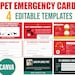 Pet Emergency Contact Cards, Pet Home Alone Templates, Emergency Pets ...
