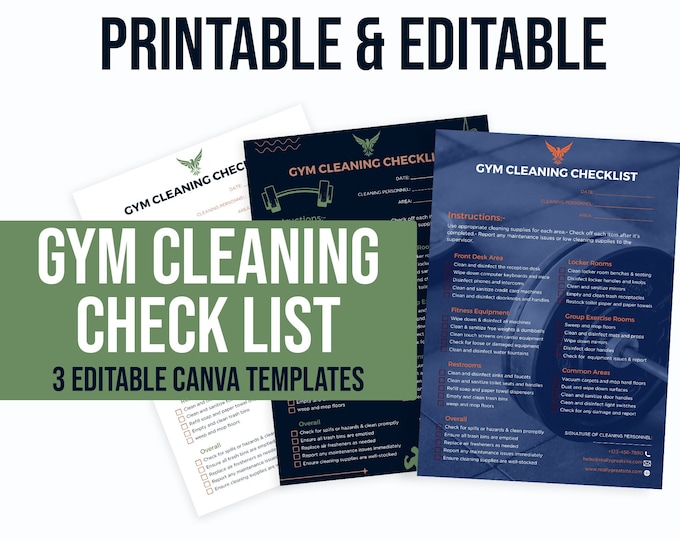 Printable Gym Cleaning Checklist: Editable Canva Template (A4) - Etsy
