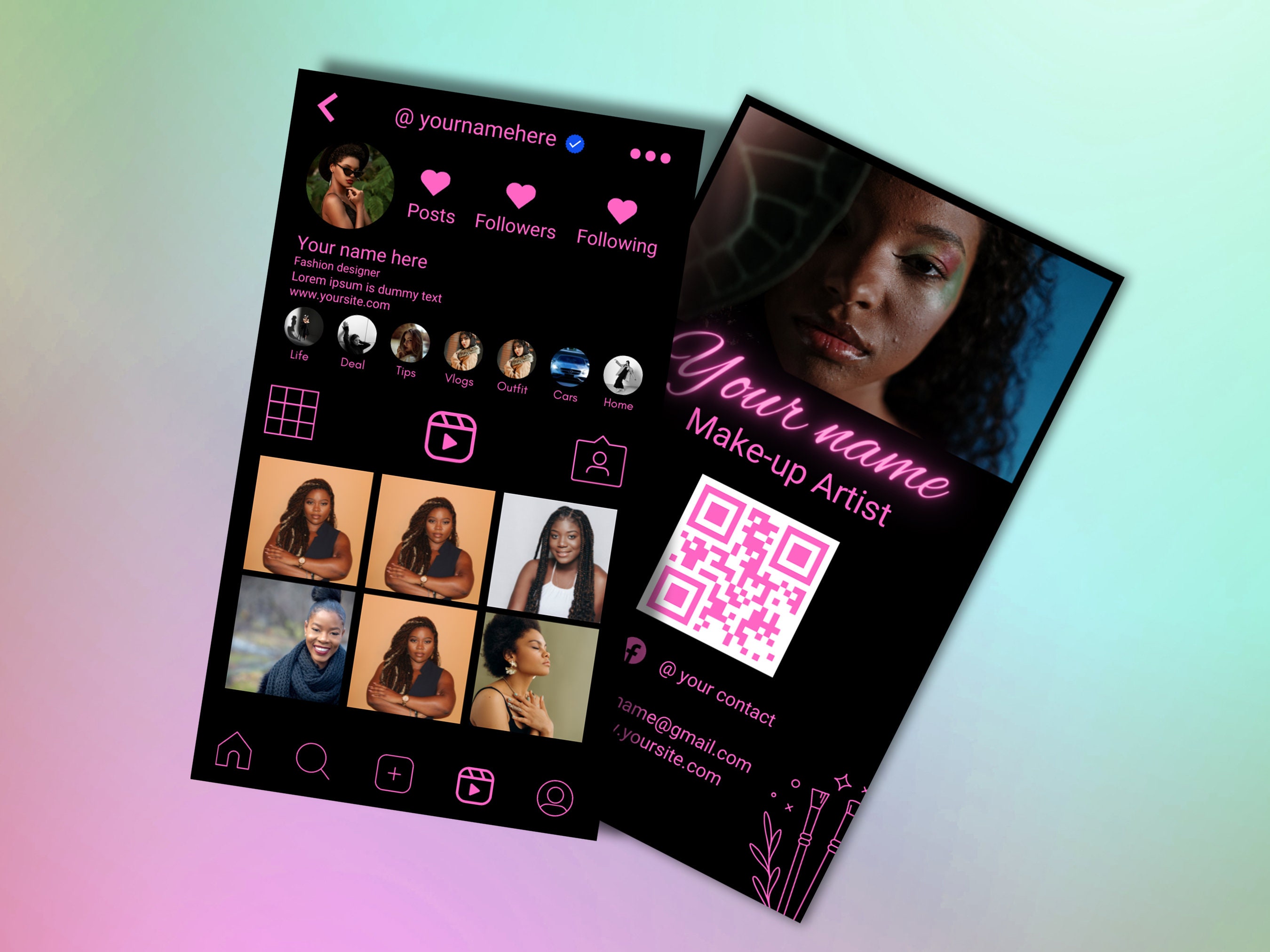 Black IG Business Card Instagram Business Card Template - Etsy