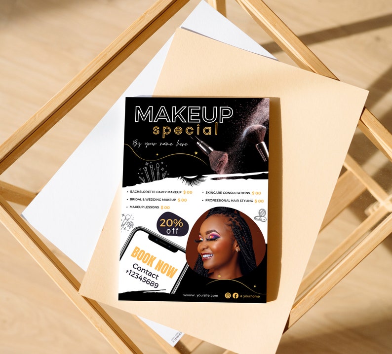 DIY Makeup Services Flyer, Makeup Service Flyer, Editable Makeup Flyer ...