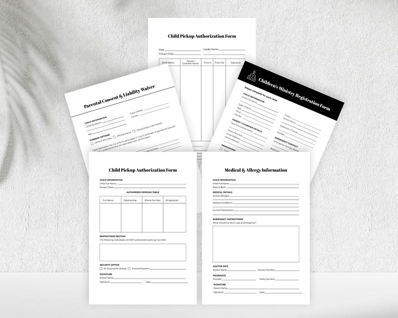 Children’s Ministry Forms Canva Template Bundle | Registration, Consent ...