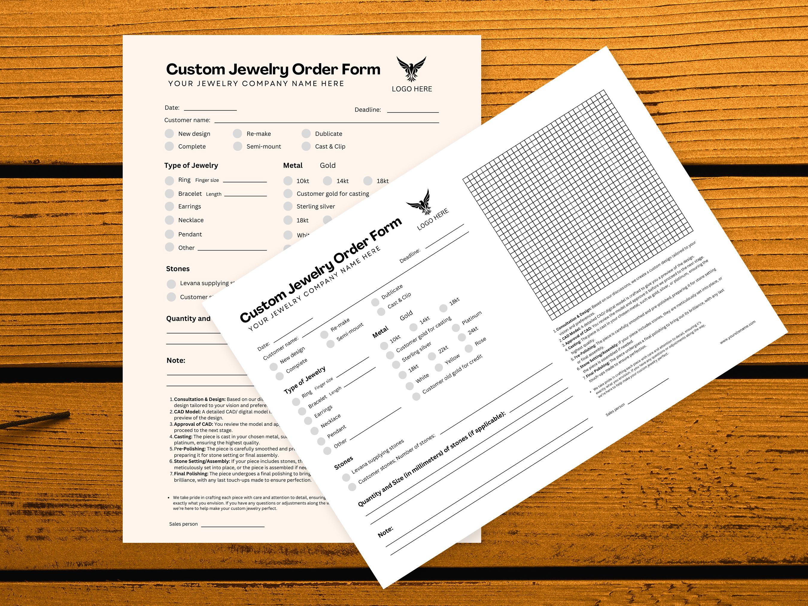 CANVA Custom Jewelry Order Form Template, Custom Jewelry Form ...