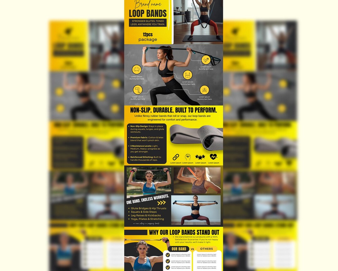 Amazon A+ Content Template: Resistance Bands, Fitness (canva Editable ...