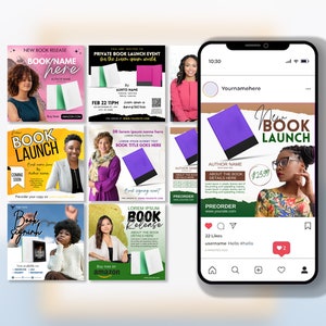 Book Launch Editable Templates, Book Release, Instagram Book Launch ...