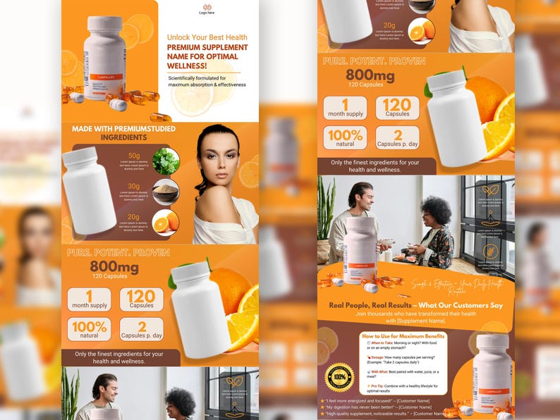 Supplement Capsule A+ Content Template: Editable Canva EBC Design ...