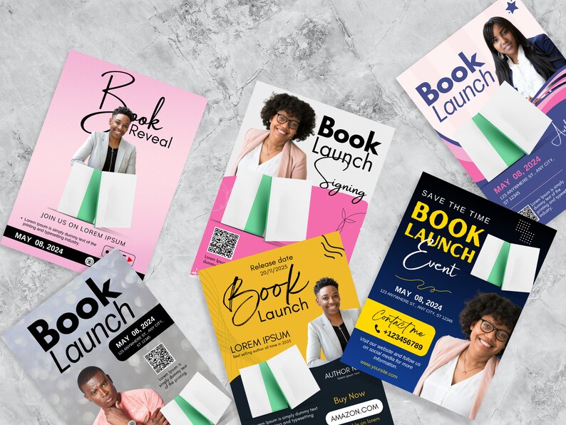 Editable Book Launch Flyer Template: Canva Event Designs (6 Templates ...