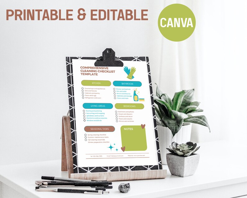 Editable Cleaning Checklist: 8 CANVA Templates (digital Download) - Etsy
