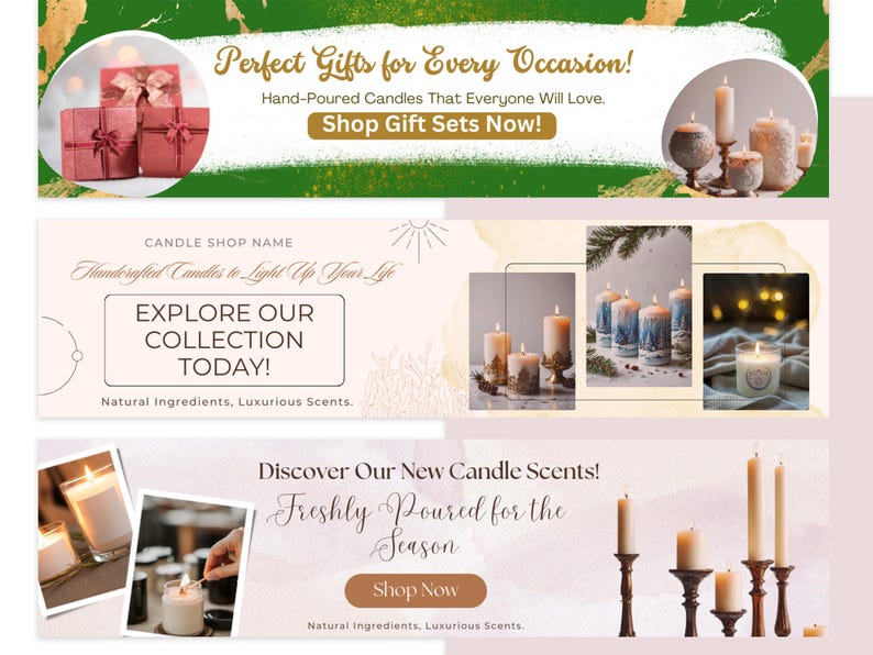 Candle Shop Etsy Banner Templates: Editable Canva Designs (digital ...