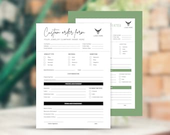 Custom Jewelry Order Form Template, Editable Custom Jewelry Order Form ...