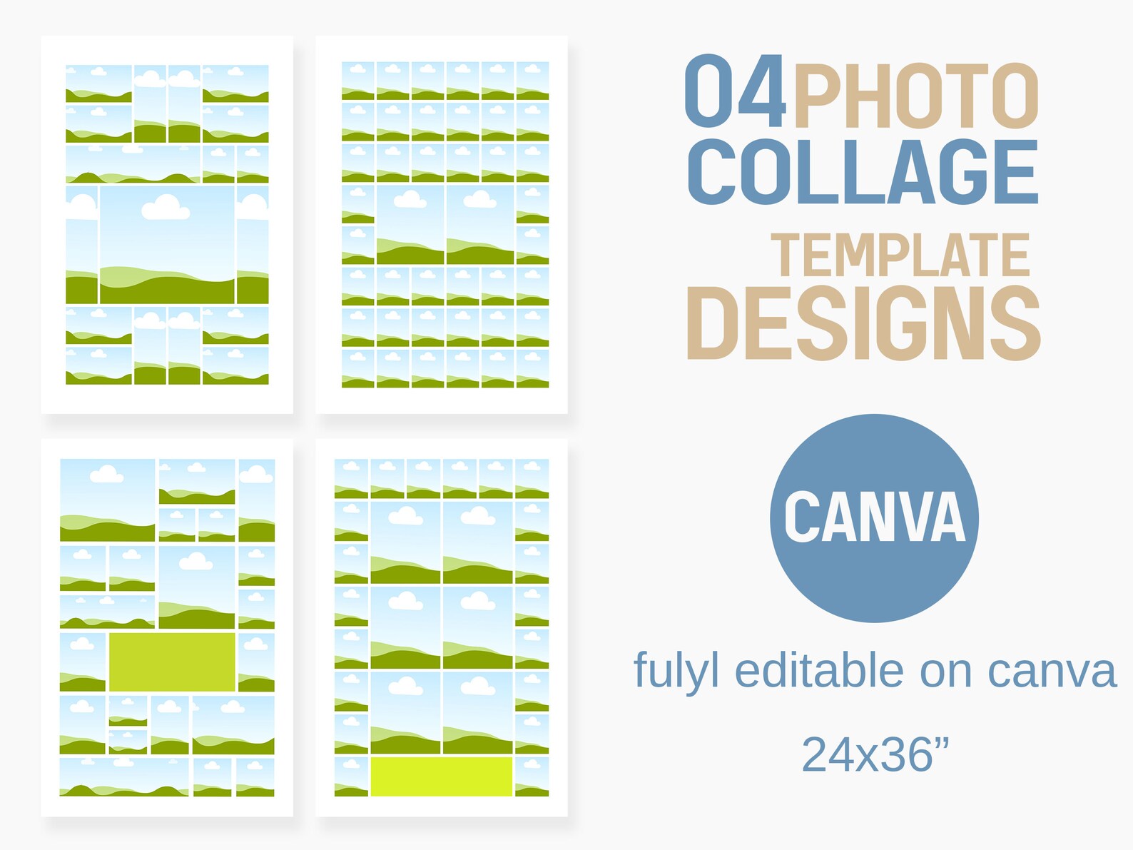 36 X 24 CANVA Photo Collage, Modern Photo Collage Template, 24 X 36 ...