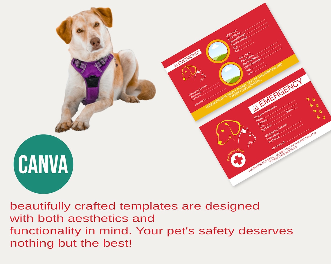Pet Emergency Contact Cards, Pet Home Alone Templates, Emergency Pets ...