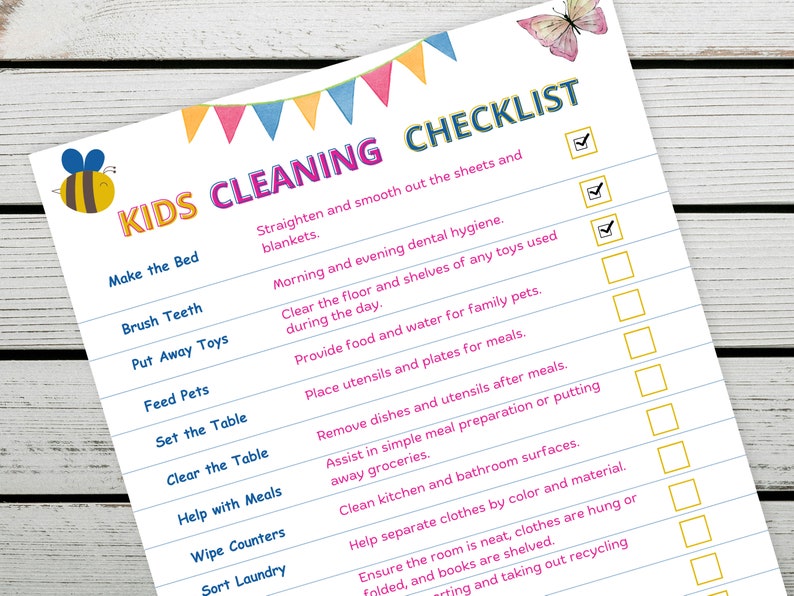 Kids Cleaning Checklist: Editable Canva Template (digital Download) - Etsy