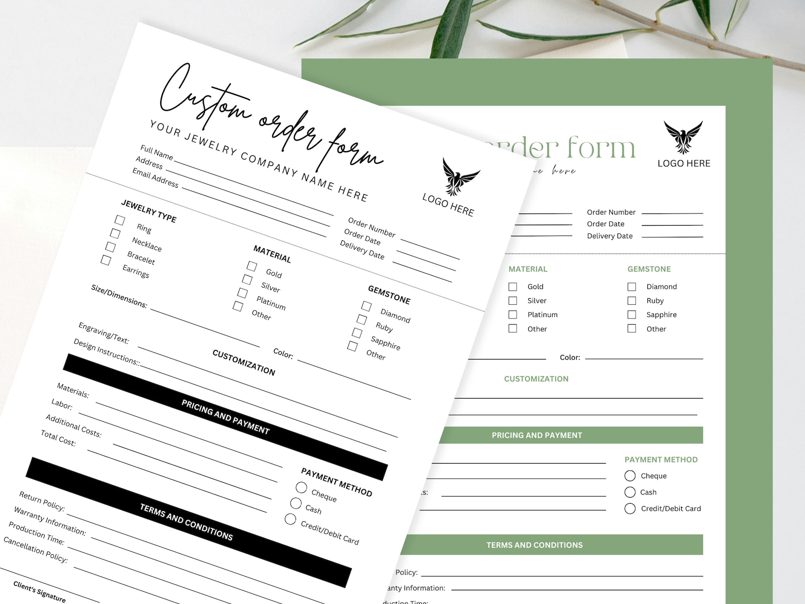 Custom Jewelry Order Form Template, Editable Custom Jewelry Order Form ...