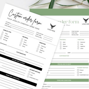 Custom Jewelry Order Form Template, Editable Custom Jewelry Order Form ...