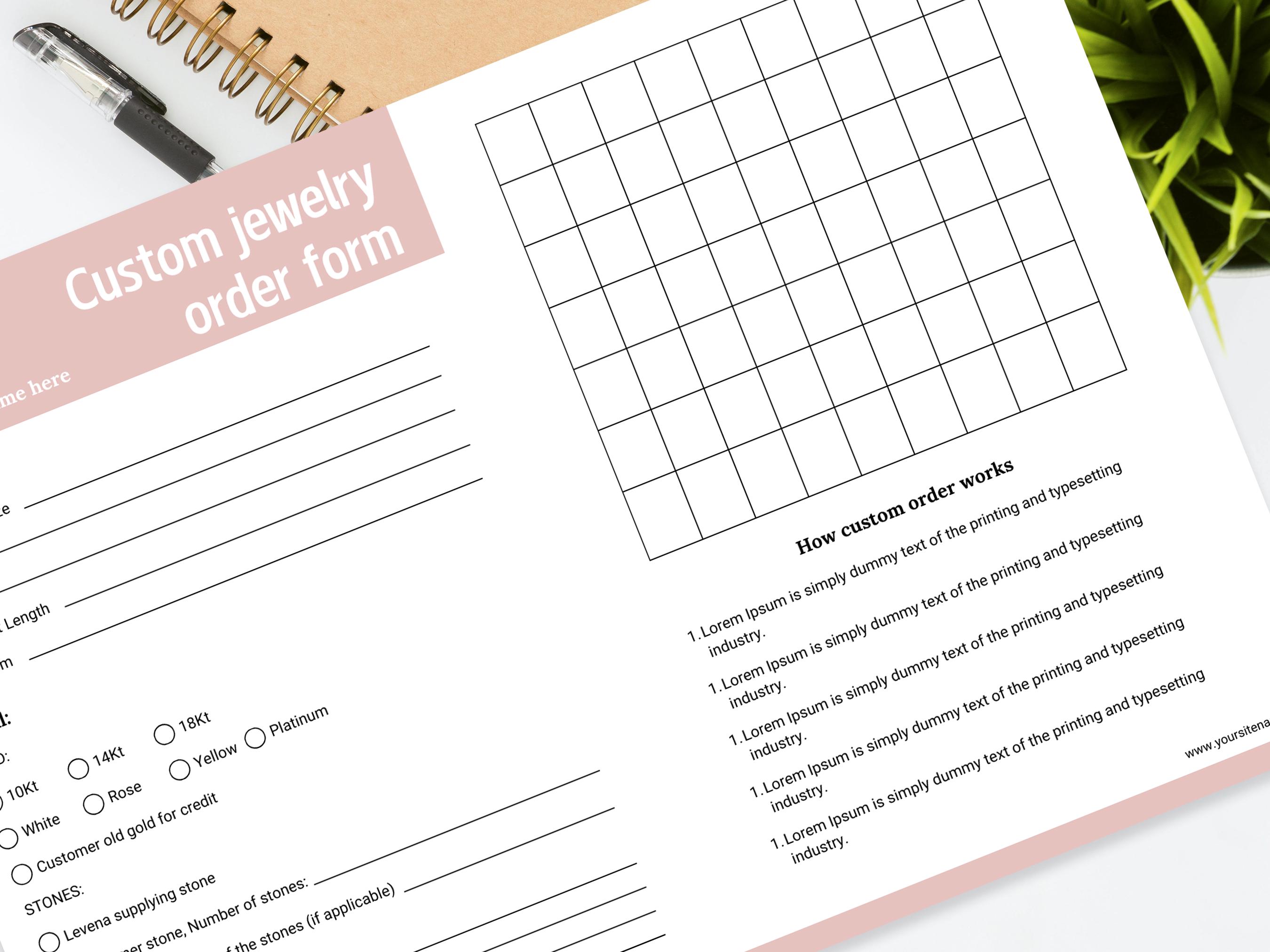 Editable Jewelry Order Form Template: Custom Design (CANVA) - Etsy