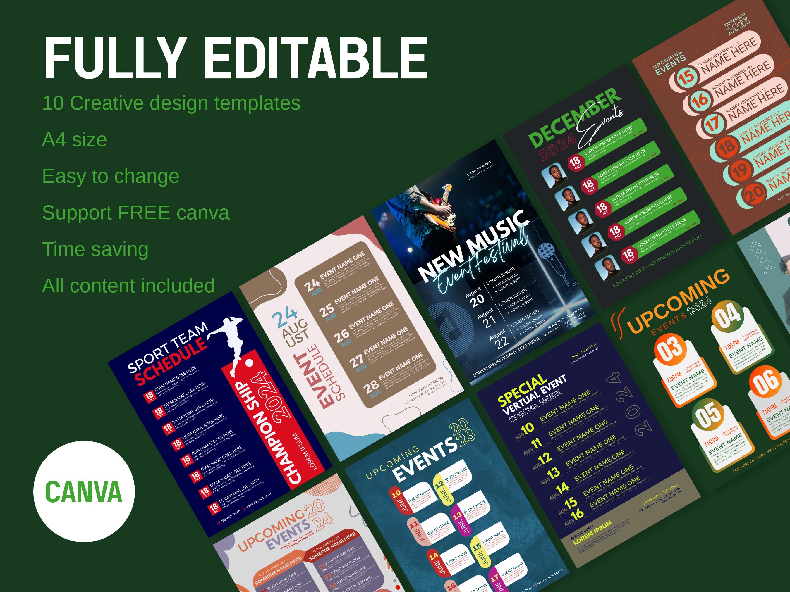 Upcoming Events Templates Bundle: Editable Canva Posters (A4) (digital ...