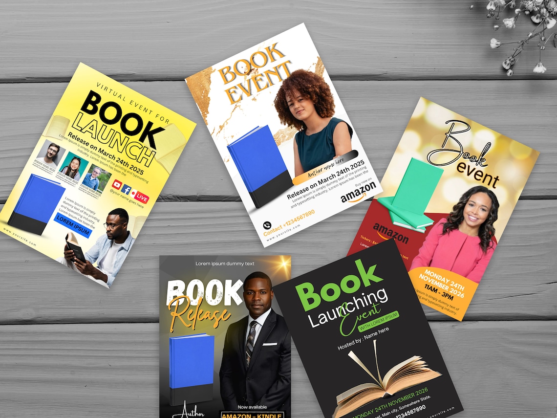 Editable Book Launch Flyer Template: Canva Event Poster (5 Designs) - Etsy