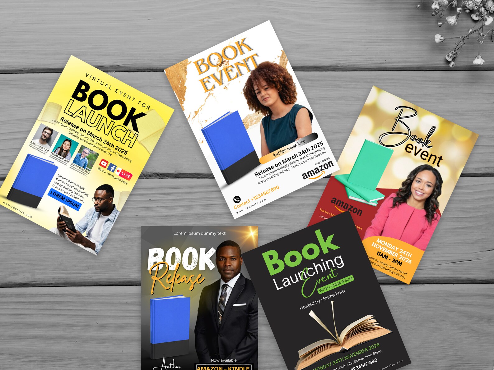 Editable Book Launch Flyer Template: Canva Event Poster (5 Designs) - Etsy