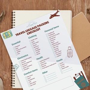 Printable Travel Packing Checklist Templates: Editable CANVA Designs ...