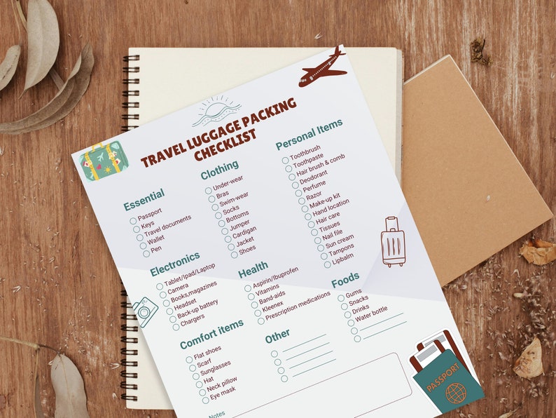 Printable Travel Packing Checklist Templates: Editable CANVA Designs ...