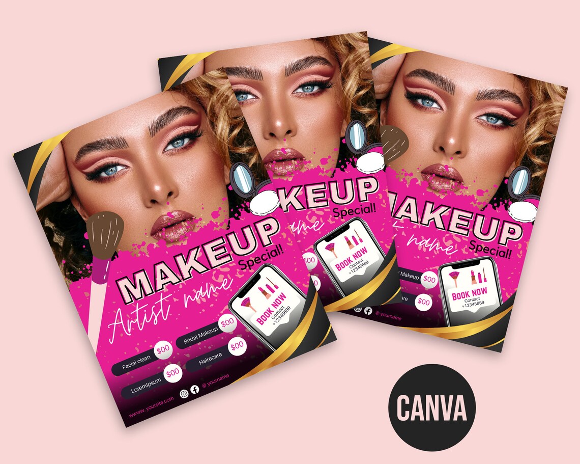 DIY Makeup Services Flyer, Makeup Service Flyer, Editable Makeup ...