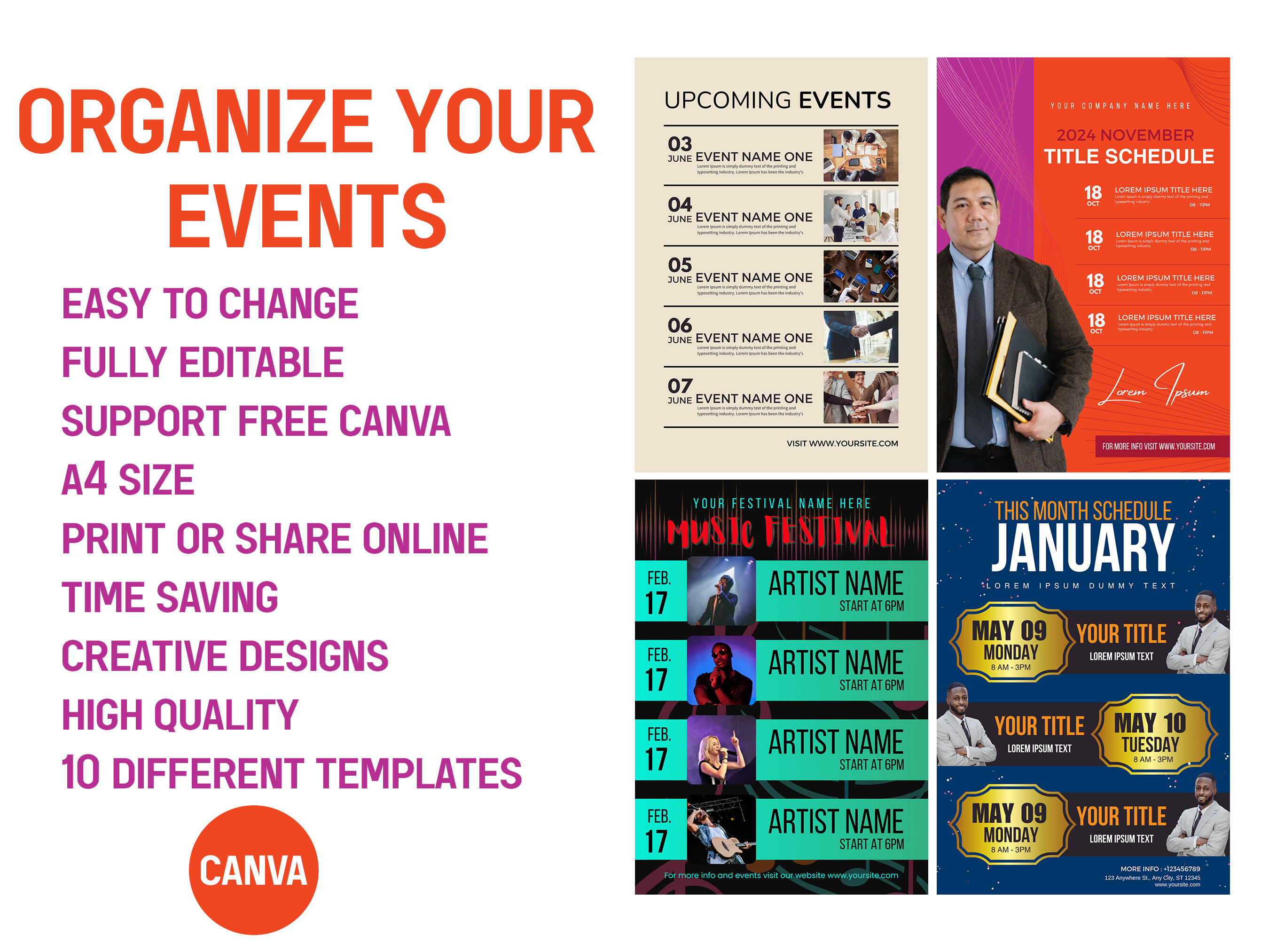 Editable Event Flyer Templates: Business Events, CANVA (A4, Digital ...