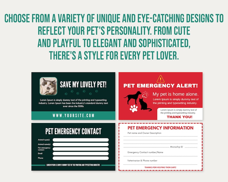 Editable Pet Emergency Contact Card Templates (CANVA) - Etsy