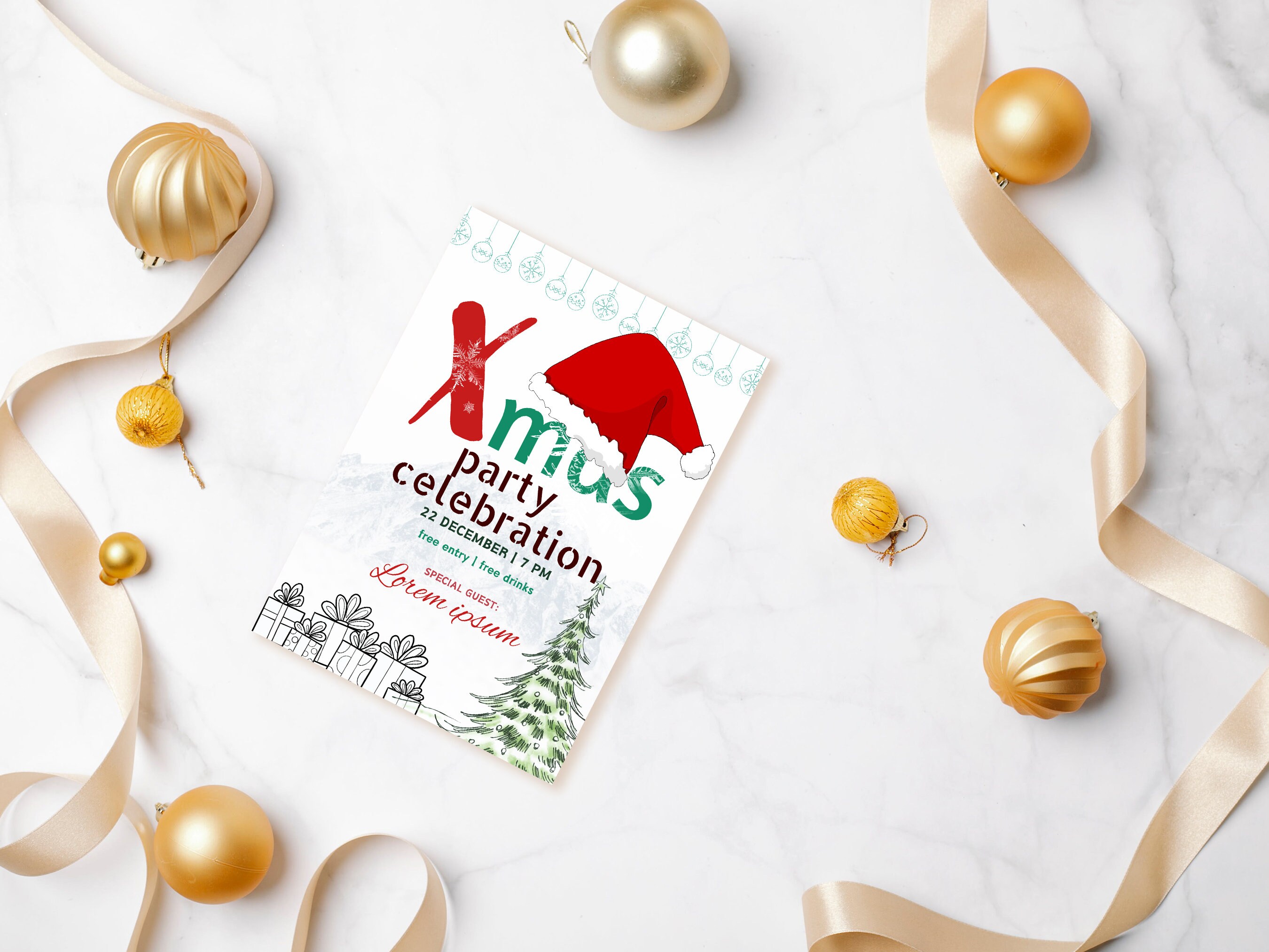 Editable Christmas Party Invitation, Printable Christmas Party Flyer ...