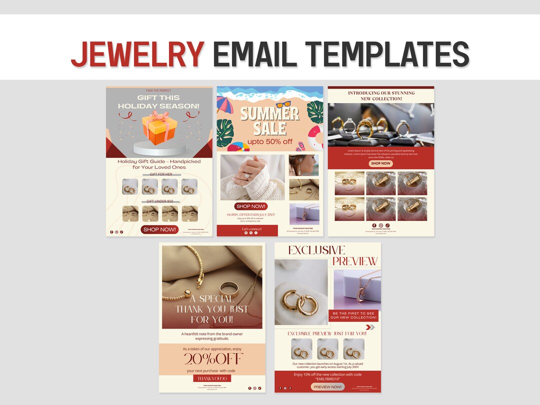 Jewelry Promo Email Templates: CANVA Editable Newsletter (digital ...