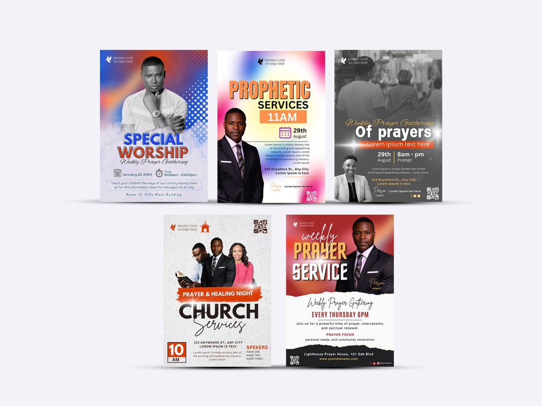 Editable Church Service Flyer Template: Worship & Prayer (canva) - Etsy