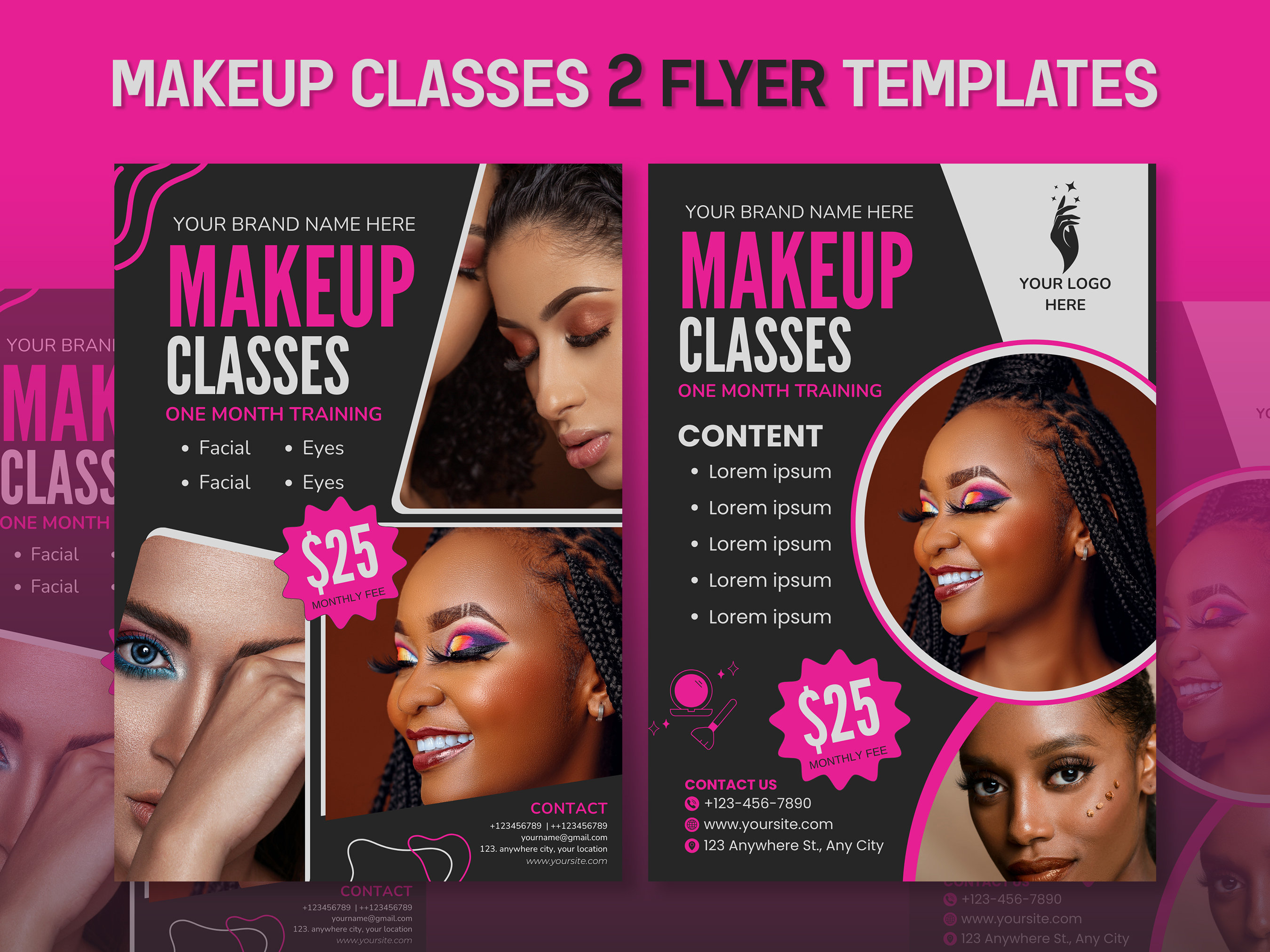 Makeup Classes Flyer, Makeup Flyer, Beauty Flyer, DIY Flyer Template Design, Make up Flyer ...