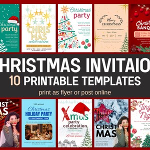 Editable Christmas Party Invitation, Printable Christmas Party Flyer ...
